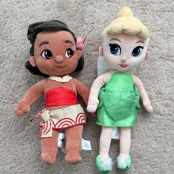 Disney | Toys | Disney Moana And Tinker Bell Plush Dolls Red And Green ...
